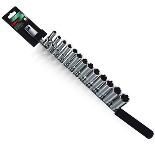 TOPTUL Sockets Deep 1/4" On Rail 13 Pc | ASL Industries