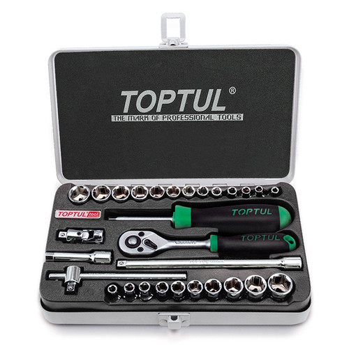 TOPTUL Socket Set 1/4" 29pc | ASL Industries