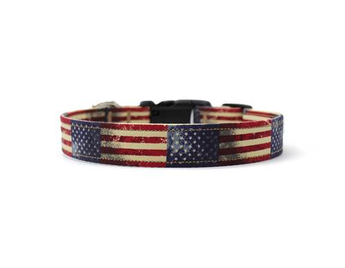 Patriotic American Flag Distressed Dog Collar | Furever Fashion, LLC