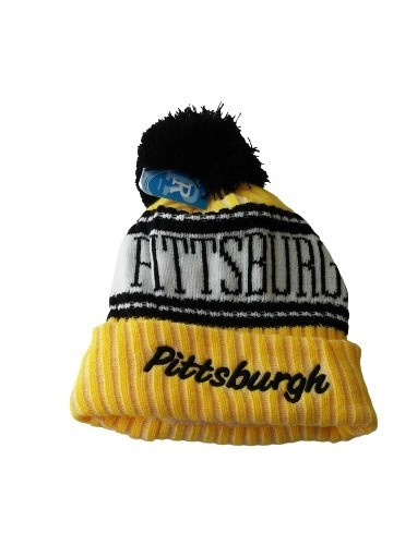 Pittsburgh Plush Lined Knit Hat with Pom pom | Pittsburgh Sports Me