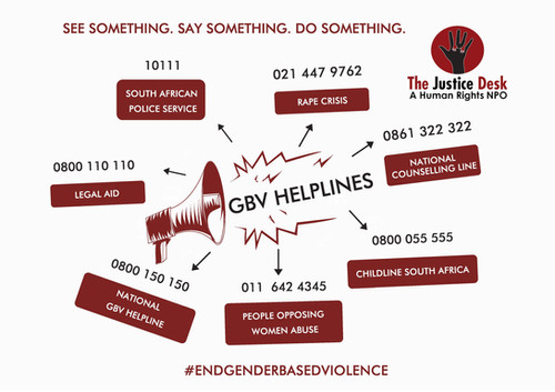 Gender-Based Violence Helplines Poster | Justice Desk Africa
