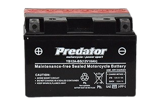 Predator Heavy Duty Motorcycle Battery YB12A-BS | Motorsport Batteries