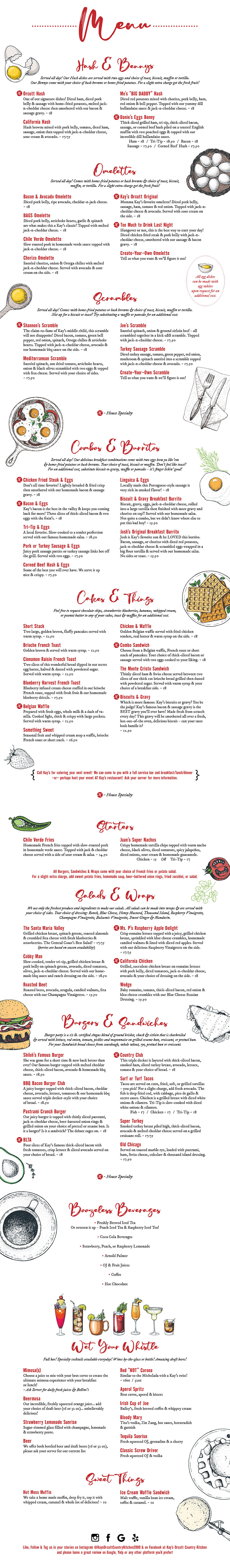 Kay's Country Kitchen Menu