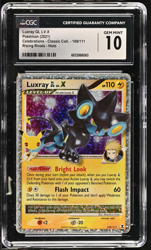 Luxray GL LV.X #109/111 Celebrations 2021 Rising Rivals | CGC 10 | MGH ...