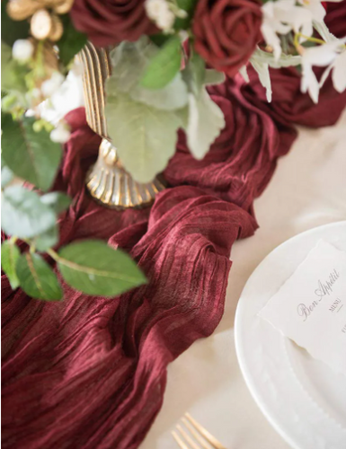 Burgundy Table Runner | Wildflower Rentals
