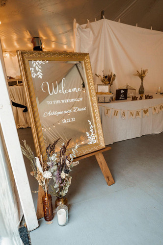 Antique Gold Mirror- Welcome Sign | Wildflower Rentals