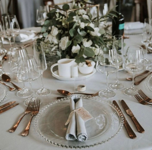 Clear Beaded Charger Plate | Wildflower Rentals