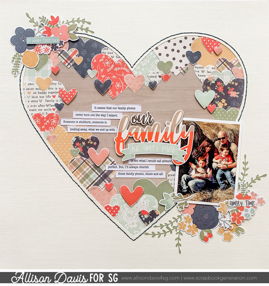 Scrapbooking Design Idea: Using Shapes Clustered to Frame a Large Shape