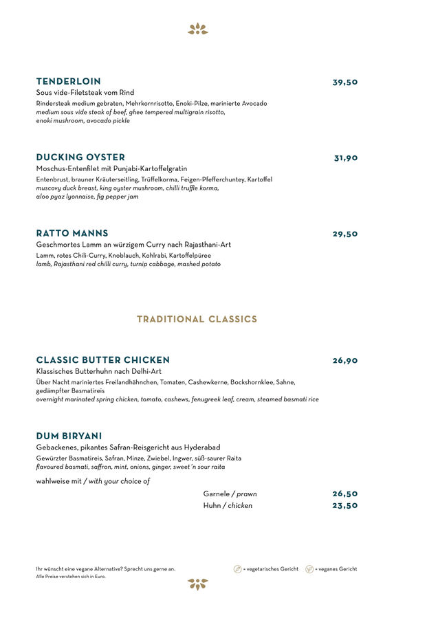 Speisekarten | Haveli