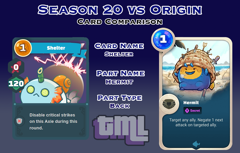 Axie Infinity - Origin Back Cards Comparison