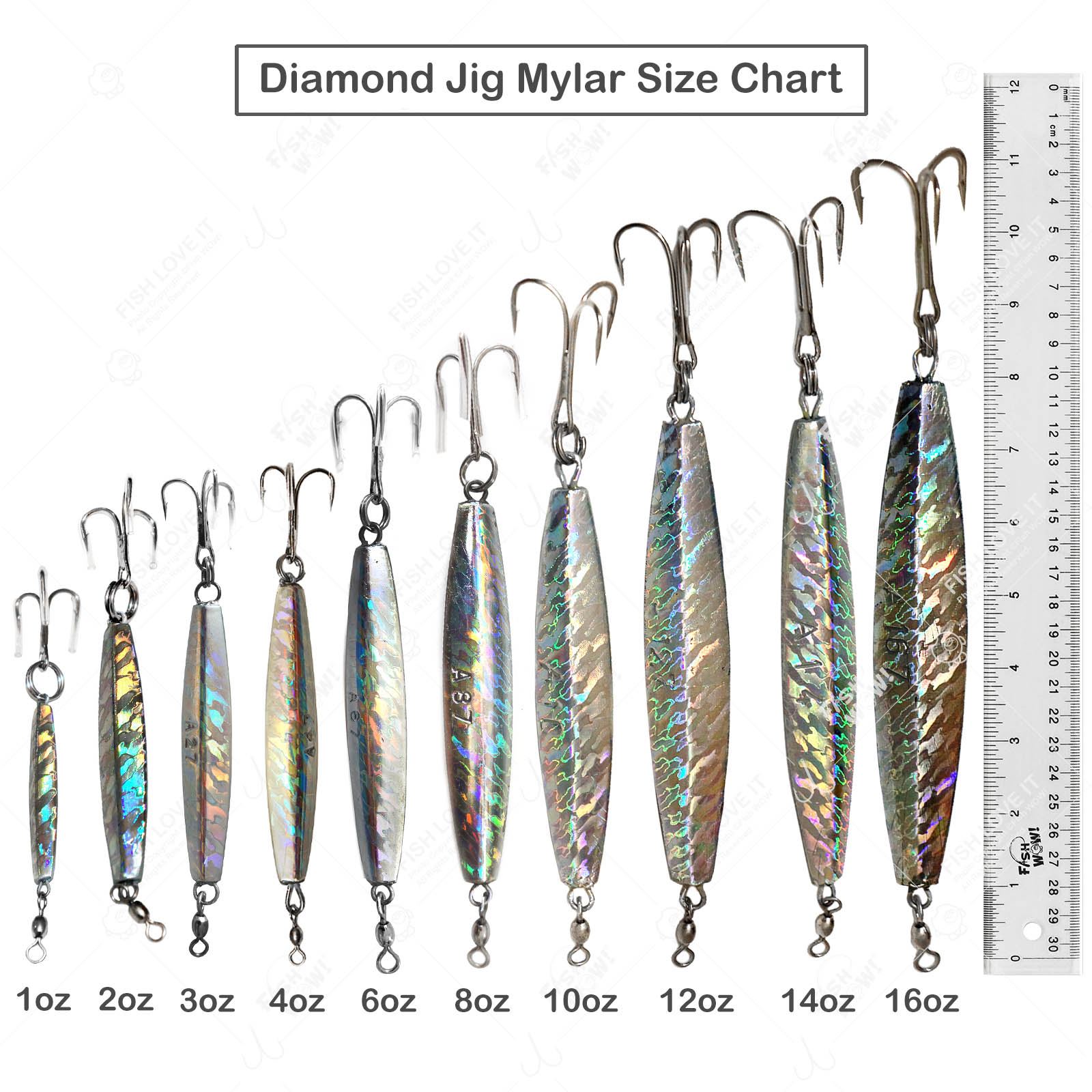 Diamond Jig 8oz Holographic Saltwater Fishing Lures w/ Treble Hook Select qty Discount Prices ...