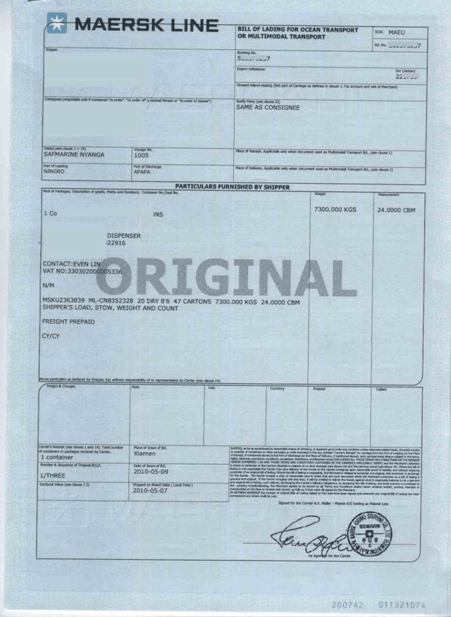 Telex Bill Of Lading Or Original Bill Of Lading Telex Bill Of Lading Or Original Bill Of Lading