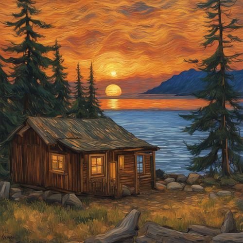Log Cabin Sunset | urbanartvic.ca