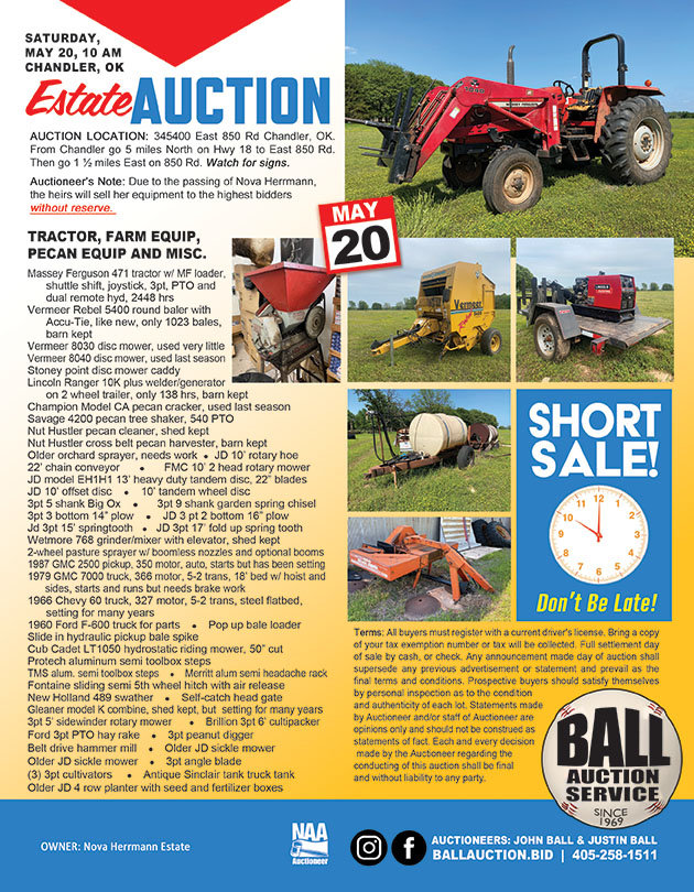 TRACTOR, FARM EQUIPMENT, PECAN EQUIPMENT - No No Reserve AUCTION ...