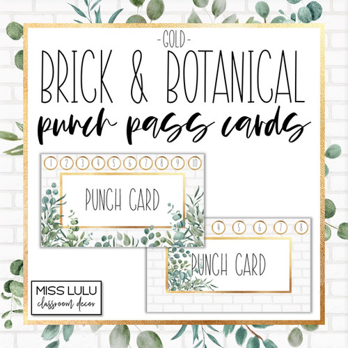 Brick & Botanical Gold Punch Cards | Miss Lulu