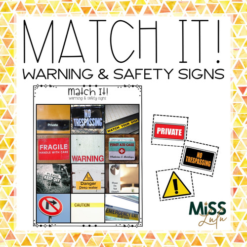 Warning & Safety Signs Matching Independent Work Task | Miss Lulu