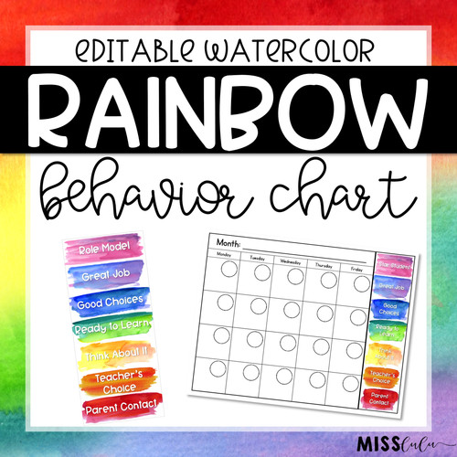 Rainbow Watercolor Clip Chart Pack | Miss Lulu