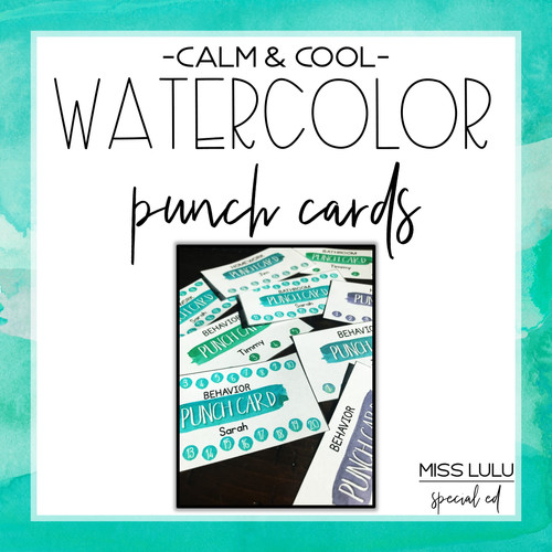 Calm & Cool Watercolor Punch Cards | Miss Lulu
