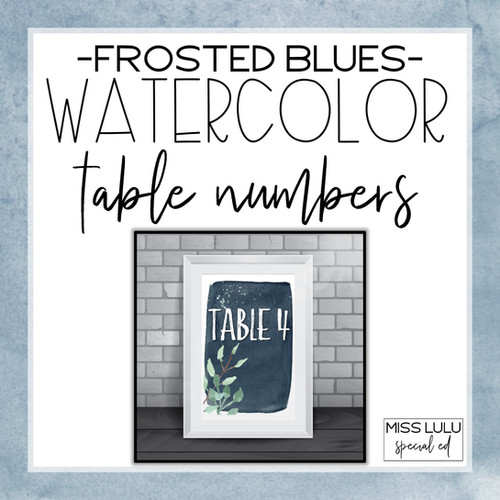 Frosted Blues Watercolor Table Numbers | Miss Lulu