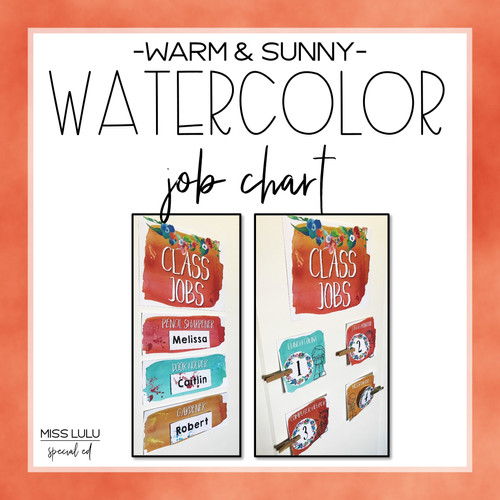 Warm & Sunny Watercolor Classroom Job Chart | Miss Lulu