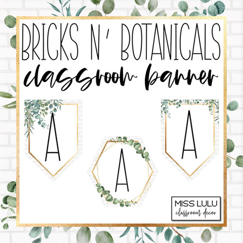 Brick & Botanical Gold Classroom Banner | Miss Lulu