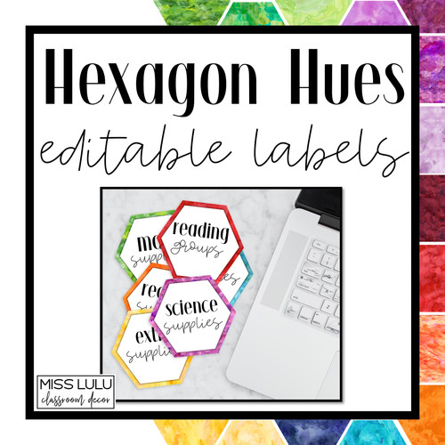 Hexagon Hues Editable Labels | Miss Lulu