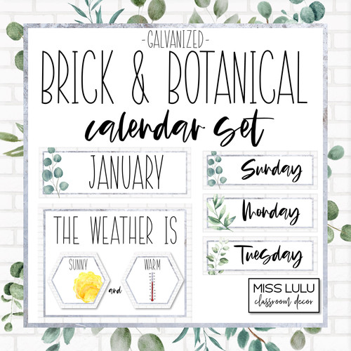 Brick & Botanical Galvanized Calendar Set | Miss Lulu