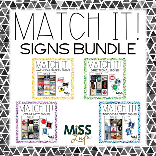 Matching Signs Independent Work Tasks Bundle | Miss Lulu