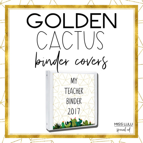 Golden Cactus Binder Covers & Spines | Miss Lulu