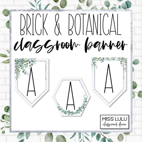 Brick & Botanical Galvanized Classroom Banner | Miss Lulu