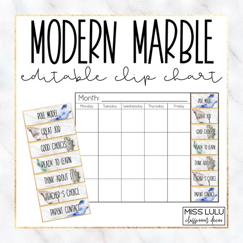 Modern Marble Clip Chart Pack | Miss Lulu