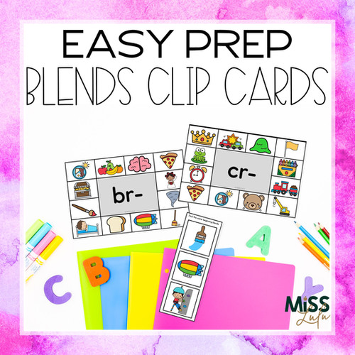 Beginning Blends Easy Prep Clip Cards | Miss Lulu
