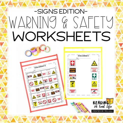 Warning & Safety Signs Functional Sight Words Worksheets for Special ...