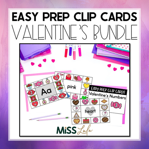 Valentine's Day Easy Prep Clip Cards | Letters, Numbers, Counting ...