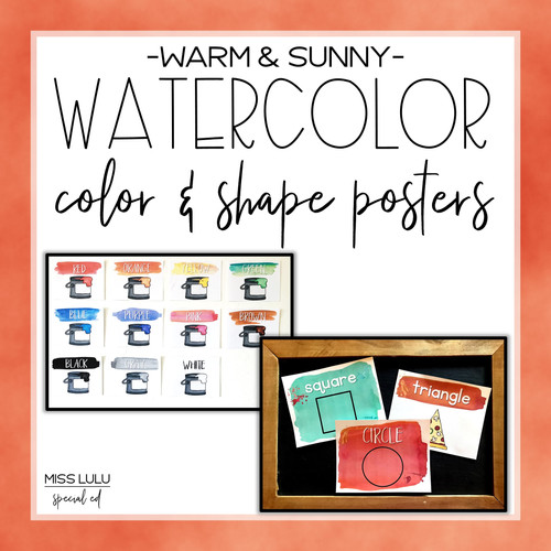 Warm & Sunny Watercolor Color & Shape Posters | Miss Lulu