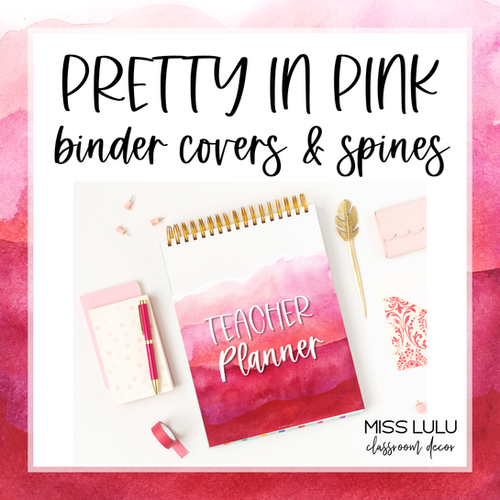 Pretty in Pink Watercolor Binder Covers & Spines | Miss Lulu