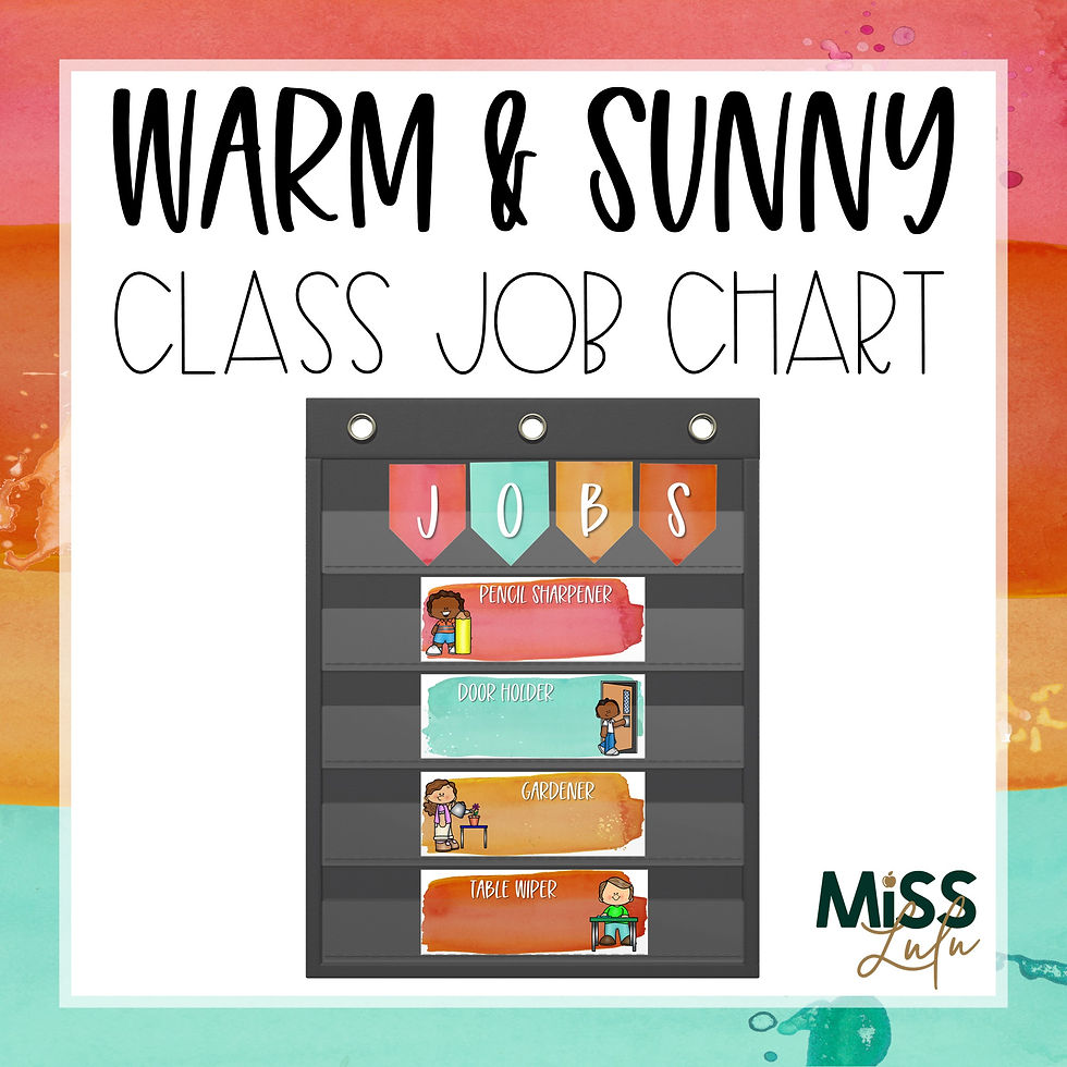 Warm & Sunny Watercolor Classroom Job Chart | Miss Lulu