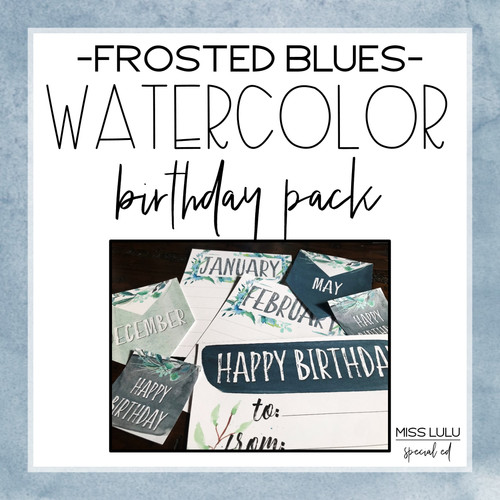 Frosted Blues Watercolor Birthday Pack | Miss Lulu