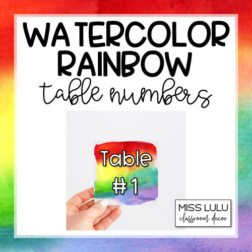 Rainbow Watercolor Table Numbers | Miss Lulu