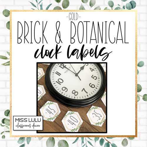 Brick & Botanical Gold Clock Labels | Miss Lulu