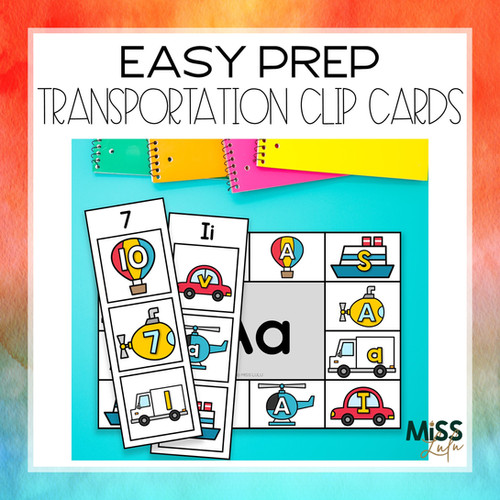 Transportation Themed Letter & Number Identification Easy Prep Clip ...