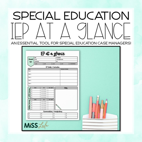IEP at a Glance Editable Templates - One Page IEP Info Sheet | Miss Lulu