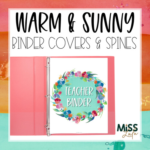 Warm & Sunny Watercolor Binder Covers & Spines | Miss Lulu