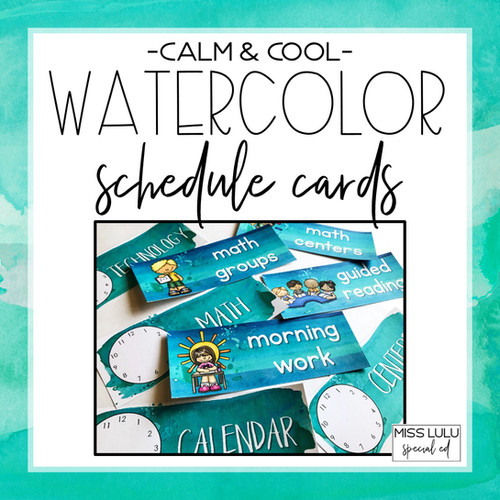 Calm & Cool Watercolor Schedule Cards | Miss Lulu