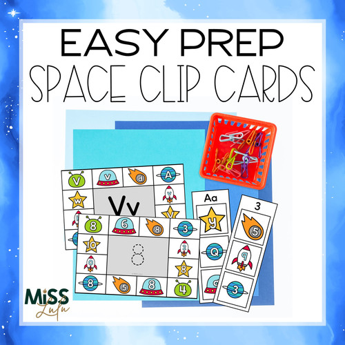 Space Themed Letter & Number Identification Easy Prep Clip Cards | Miss ...