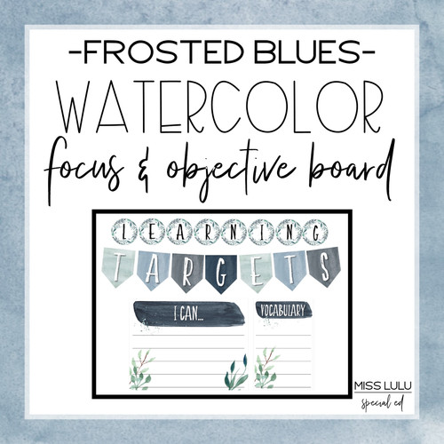 Frosted Blues Watercolor Objective & Focus Board | Miss Lulu