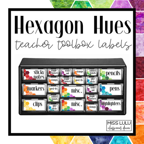 Hexagon Hues Teacher Toolbox Labels | Miss Lulu