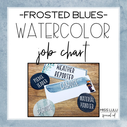Frosted Blues Watercolor Job Chart | Miss Lulu