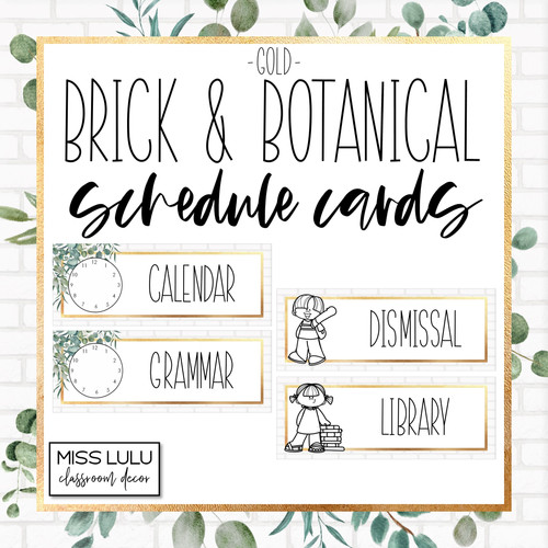 Brick & Botanical Gold Schedule Cards | Miss Lulu