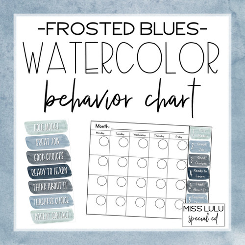 Frosted Blues Watercolor Clip Chart Pack | Miss Lulu